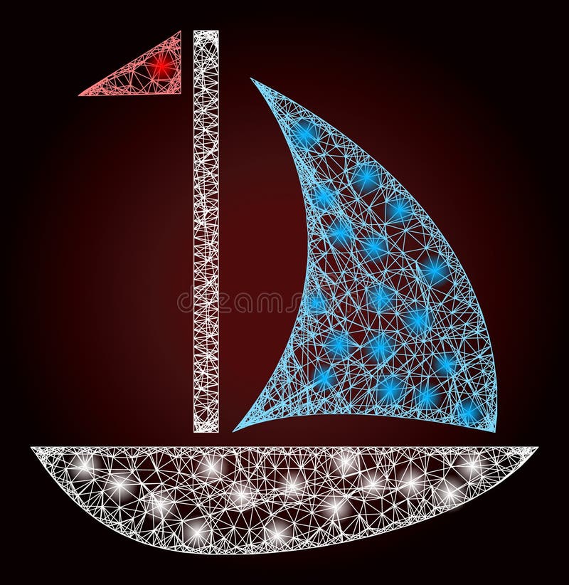 Shiny Net Mesh Sail Boat with Light Spots Stock Vector - Illustration ...