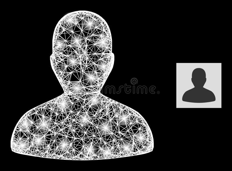 Shiny Network Mesh User Icon with Light Spots and White Mesh Stock ...