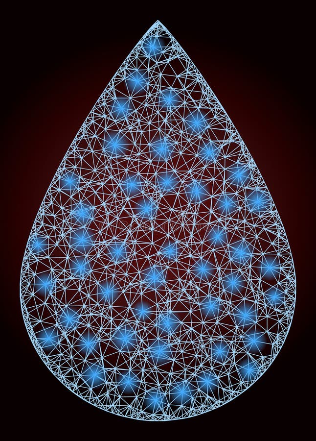 Shiny Network Mesh Water Drop with Glare Spots Stock Vector ...