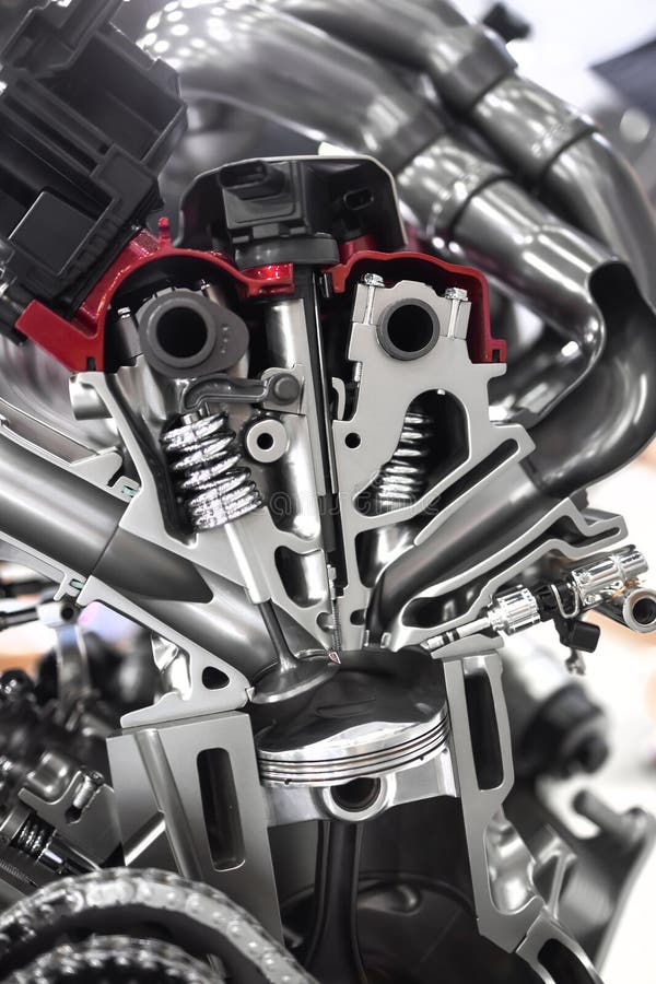 Shiny New Automotive Engine Cut Section Showing Inside Details Stock ...