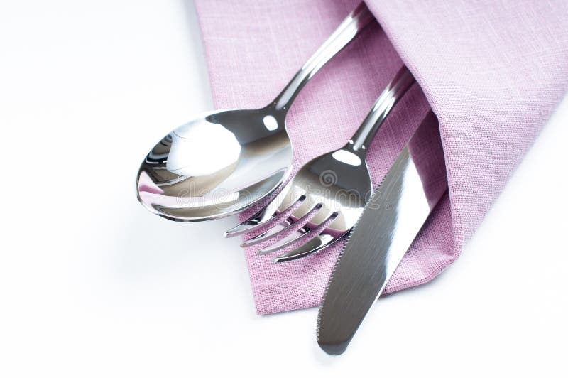 Shiny New Cutlery, Silverware Stock Image - Image of copyspace, closeup ...