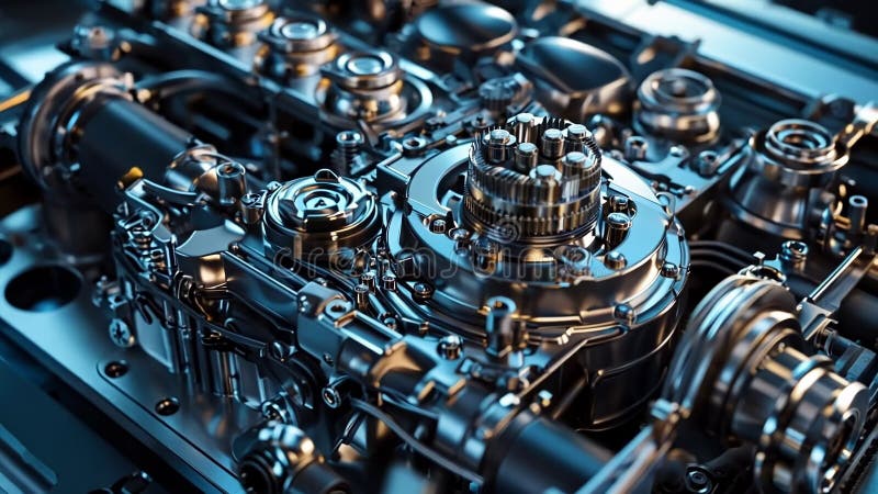 Complex Engine Closeup Showing Gears and Pistons Working Stock Video ...