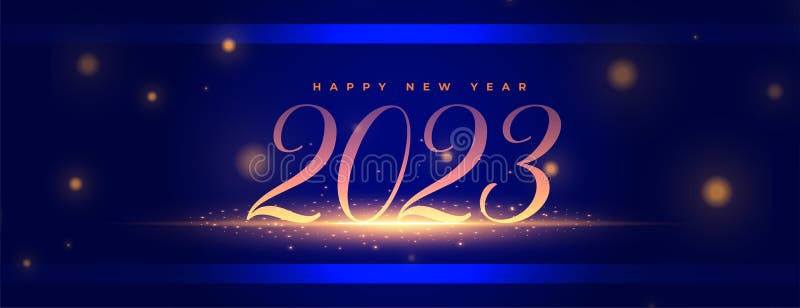 Shiny 2023 New Year Wishes Banner with Sparkle Light Effect Stock ...