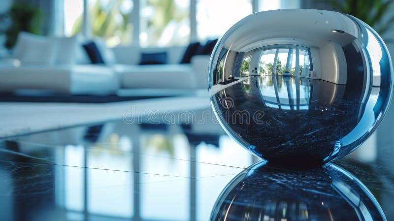 A Shiny Object on a Black Table with White Walls, AI Stock Image ...