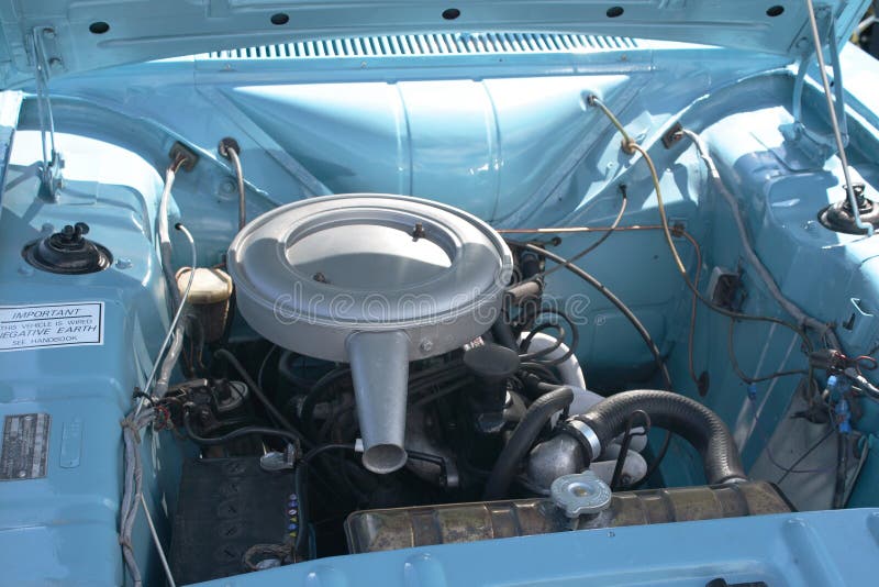 Shiny old engine bay stock image. Image of automobile - 5307573