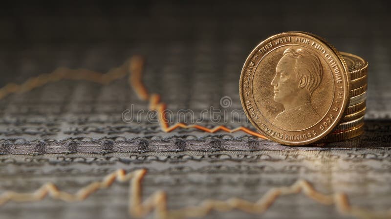A Shiny One-dollar Coin Placed Delicately on Top of a Stack of Assorted ...