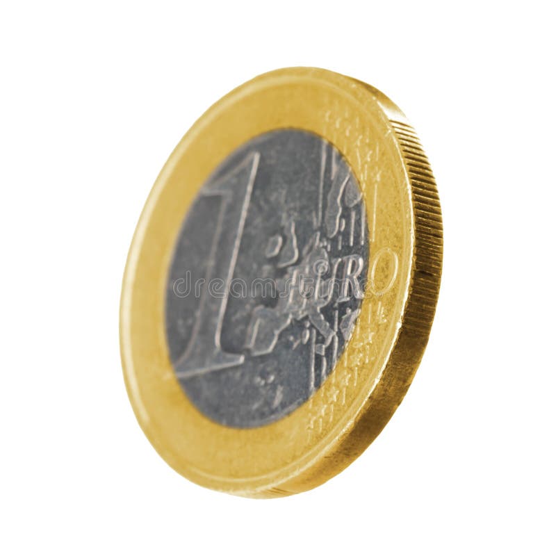 Shiny One Euro Coin Isolated on White Stock Image - Image of isolated ...