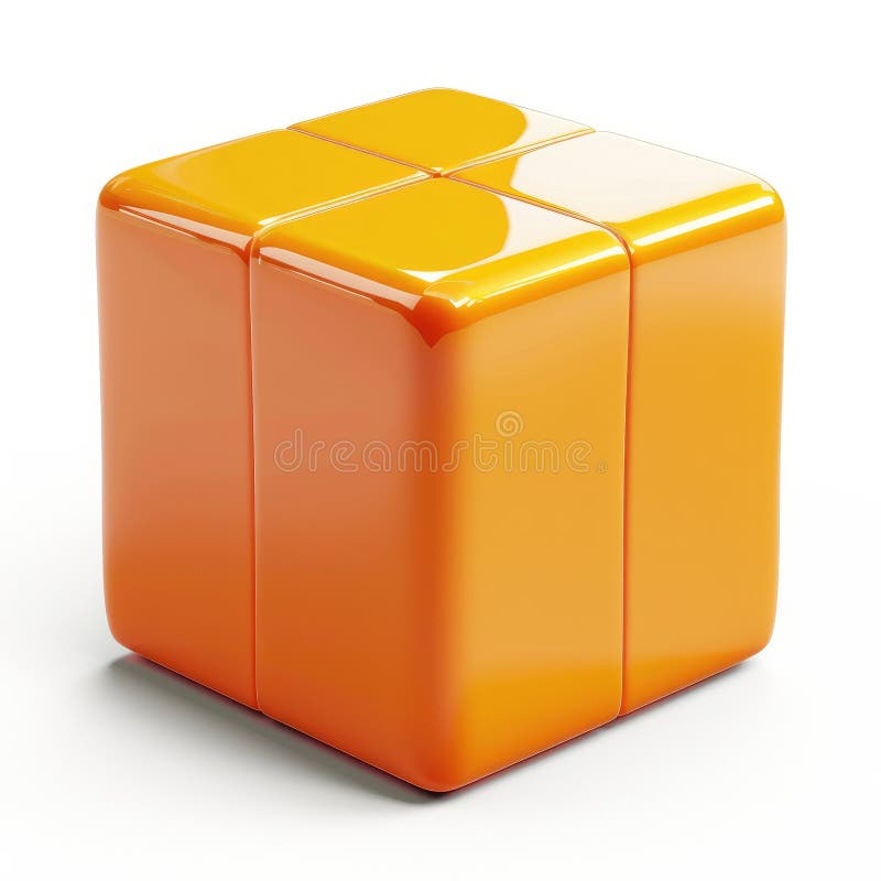 Glossy Orange Cube: Abstract 3D Render of a Shiny Geometric Shape Stock ...