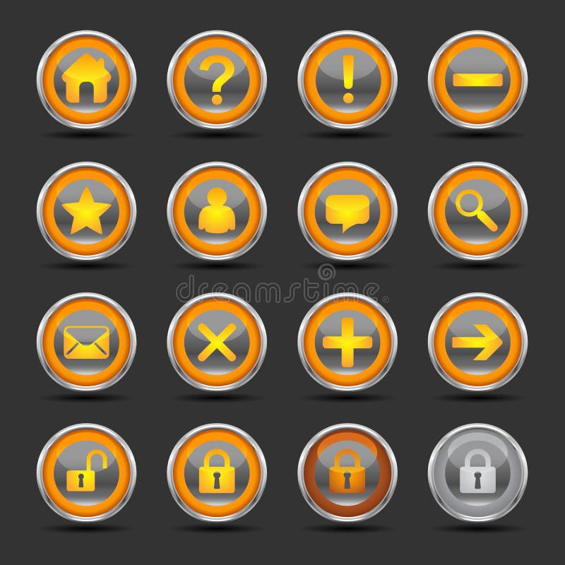 Shiny Orange Icons Set 1 - Web Stock Vector - Illustration of home ...
