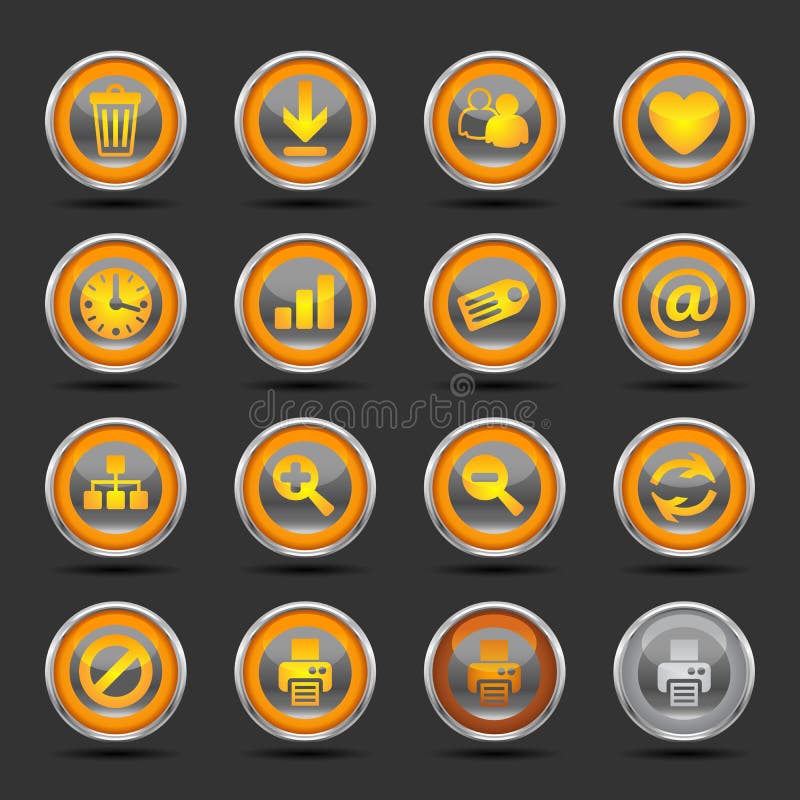Shiny Orange Icons Set 2 - Web Stock Vector - Illustration of inspect ...