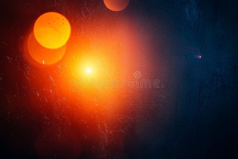 Shiny Orange Lens Flare Light on Dark Wall AI Generated Stock ...