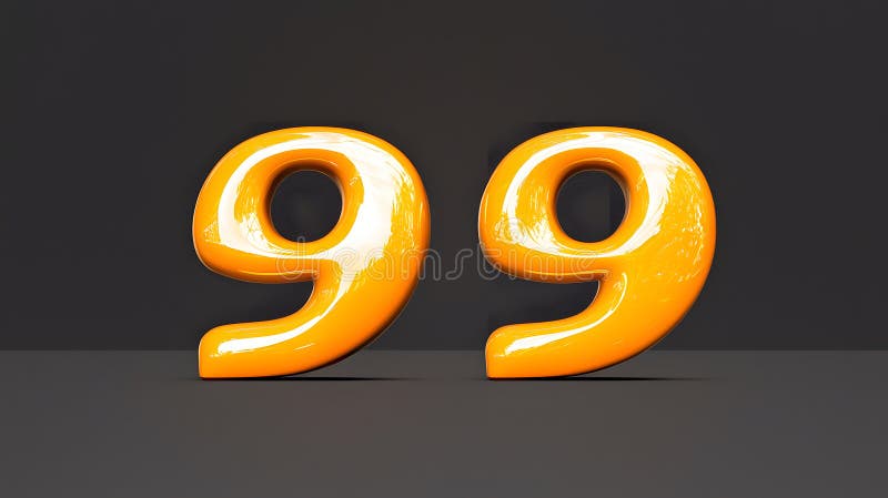 Shiny Orange Number 99 on a Dark Background Stock Illustration ...