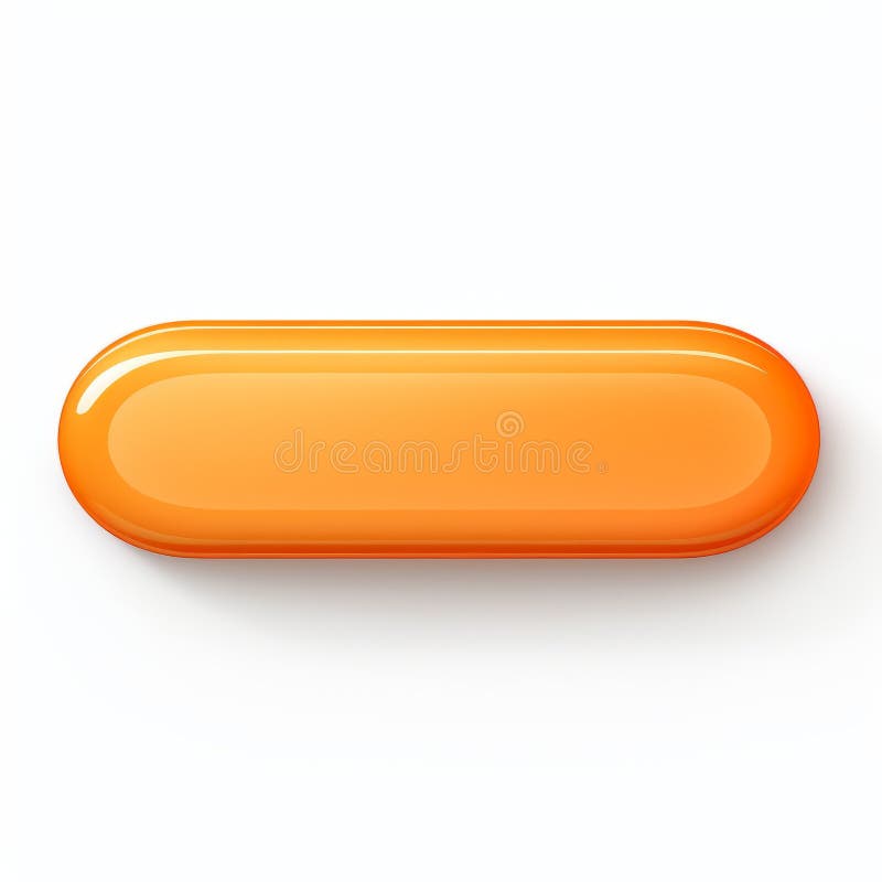 Shiny Orange Pill Button Isolated on White Background Stock ...