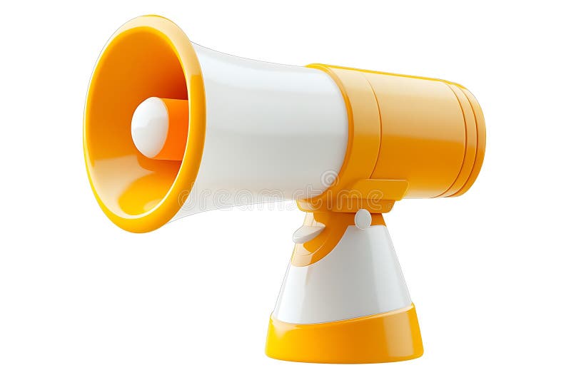 Shiny Orange and White Megaphone, Amplification Device, Isolated on a ...
