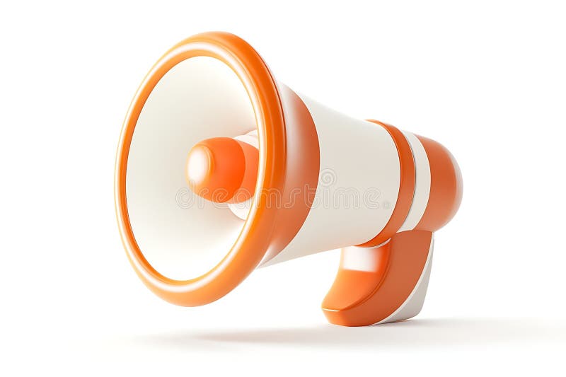 Shiny Orange & White Megaphone, Communication Device, Realistic Render ...