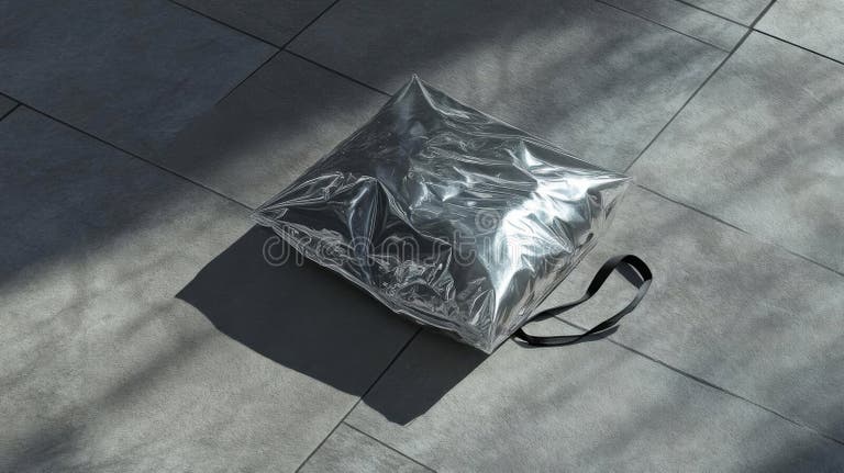 Shiny Package Reflects Light on Grey Tiles with Modern Concept Stock ...