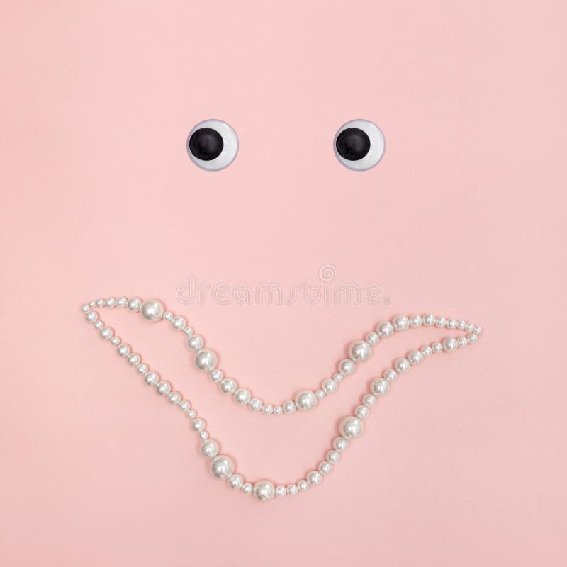 Shiny Pearl Smile On Pink Background Stock Image - Image of angle ...