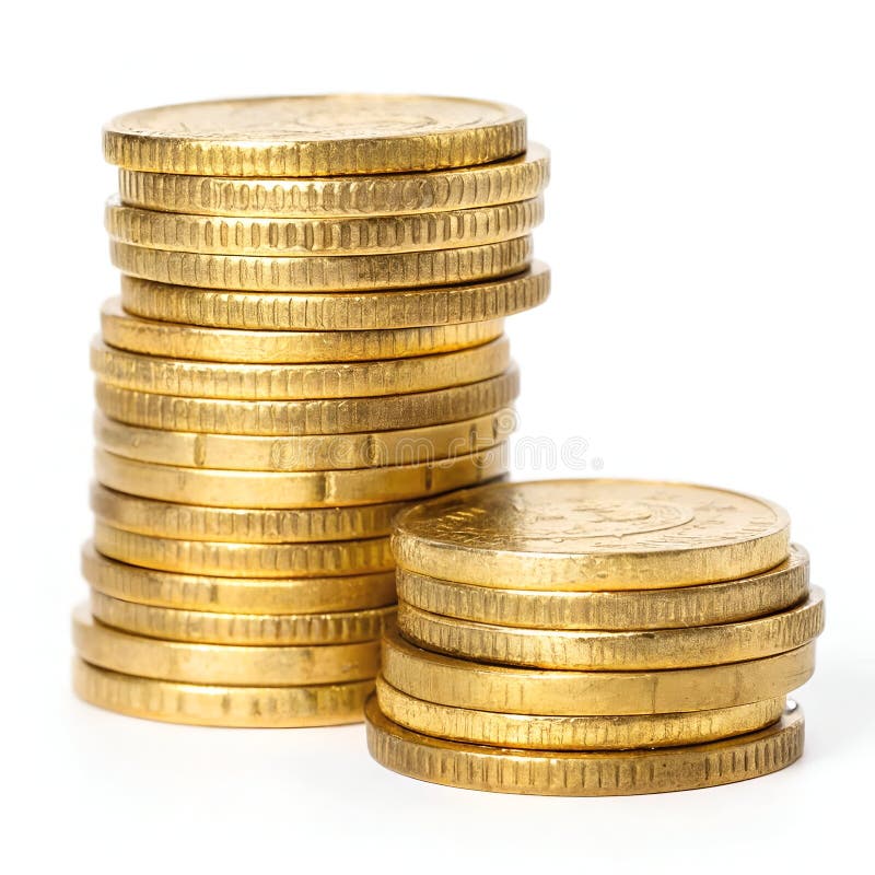 Shiny Pile of Gold Coins Isolated on White Background Stock ...