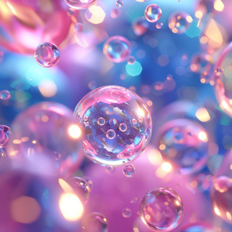 Shiny Pink and Blue Bubbles on an Abstract Background Stock ...