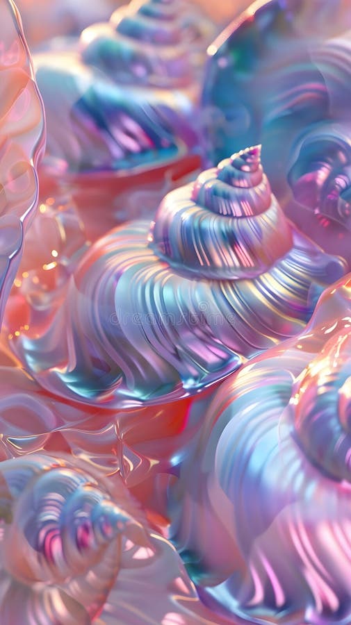 Shiny Pink and Blue Shells in a Beautiful 3D Design Stock Illustration ...