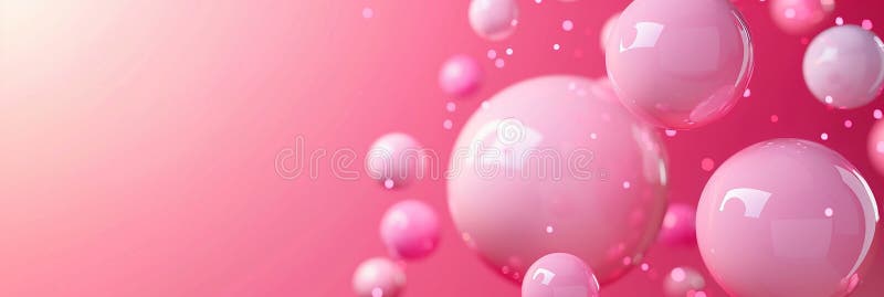Pink Floating Bubbles on Gradient Background with Glowing Vibrant Soft ...