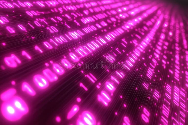 Shiny Pink Digital Binary Code Flowing Downward Technology, Data, Information, Abstract Stock ...