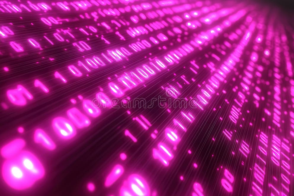 Shiny Pink Digital Binary Code Flowing Downward Technology, Data ...