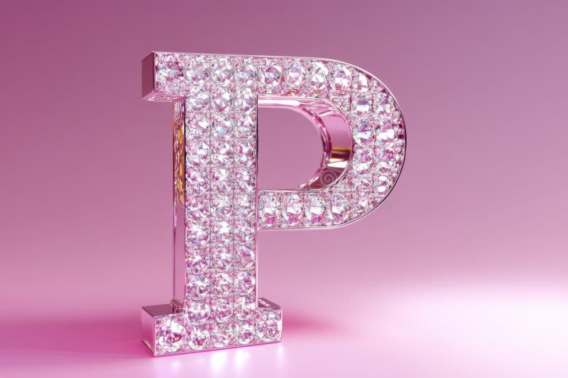A Shiny, Pink Letter P with a Diamond Pattern Stock Illustration ...