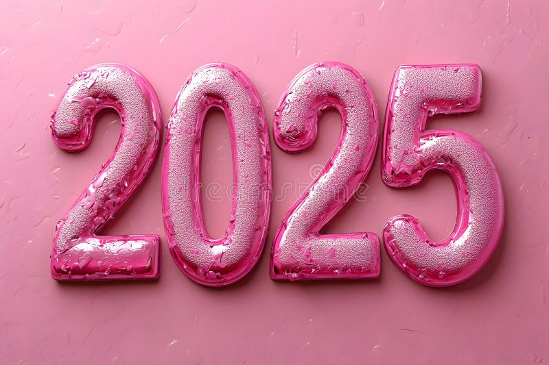 Shiny Pink Numbers 2025 on a Textured Background for Celebration Events ...