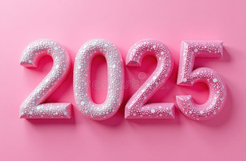 2025 Pink Numbers Celebrating New Year on Pink Background Stock Image ...