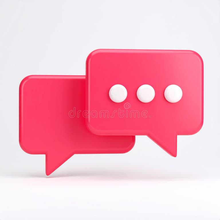 Shiny Pink Speech Bubbles Render with Ellipsis on Transparent ...