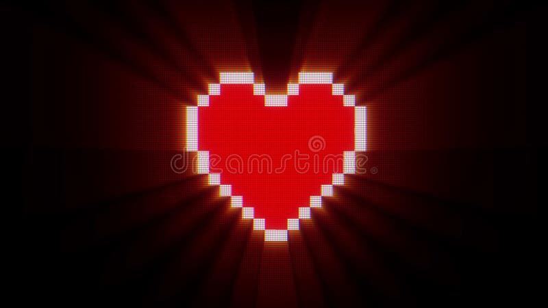 Shiny Pixel Heart Beat on Digital Old Tv Screen Seamless Loop Glitch ...