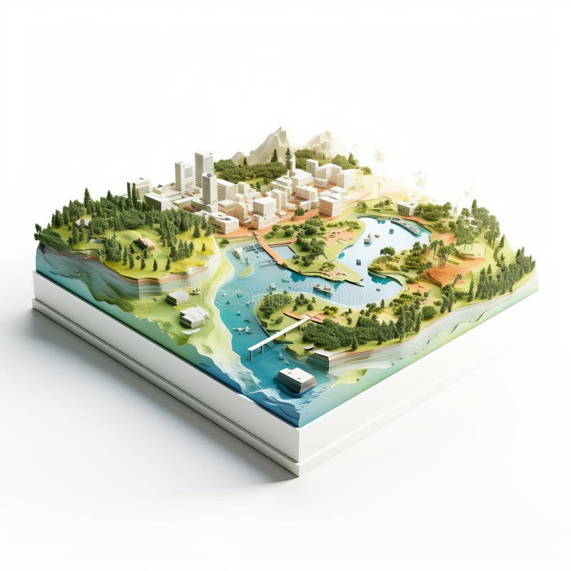 Shiny Plastic Isometric Square Model of Coastal Landscape Stock ...