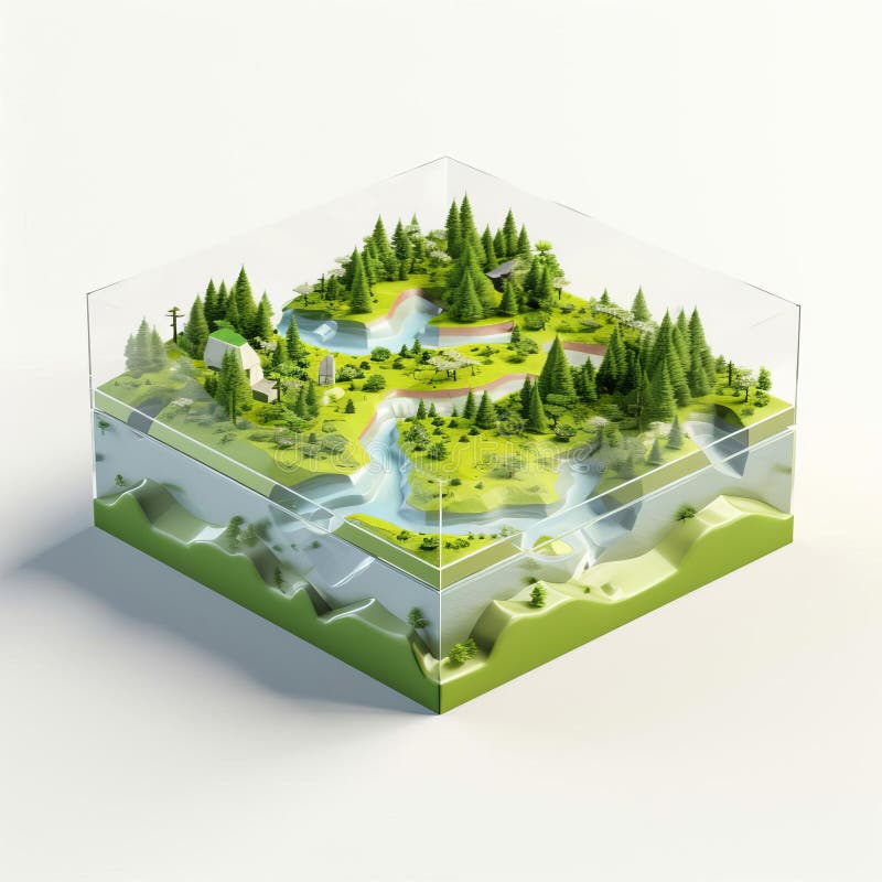 Shiny Plastic Isometric Square Model of Uplands Landscape Design Stock ...