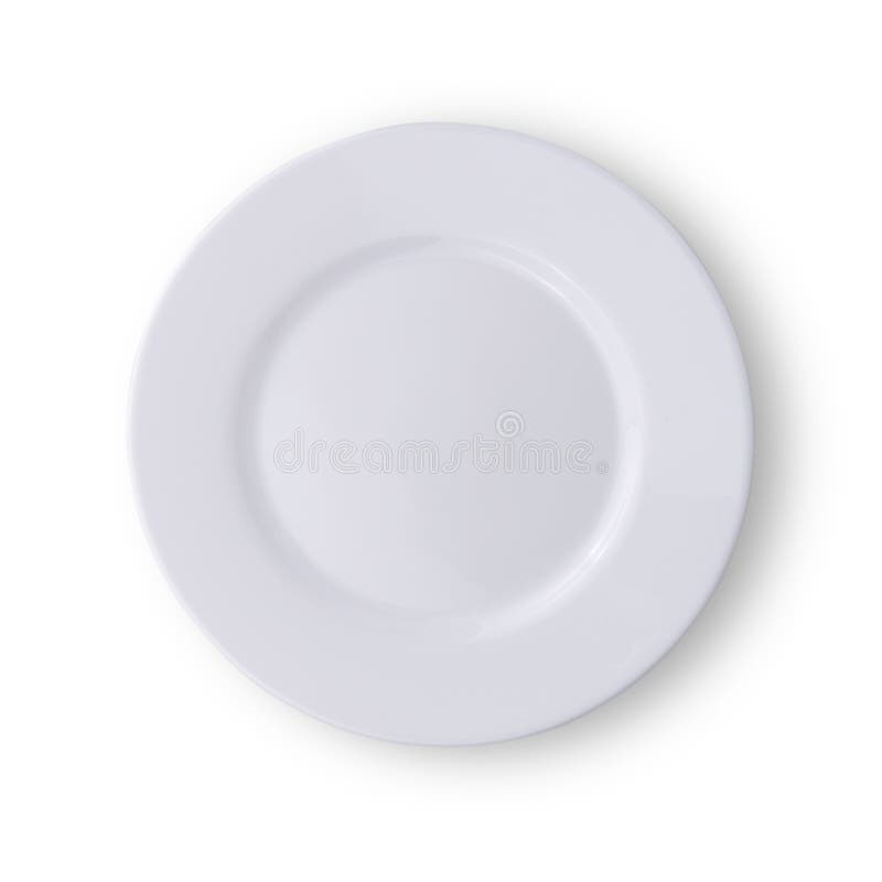 Top View of Shiny Plate Isolated on White with Clipping Path Stock ...