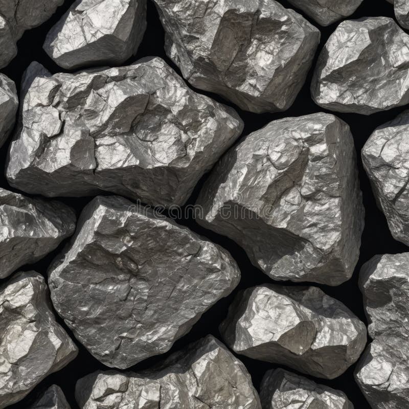 Shiny Platinum Ore Nuggets in Natural Light Mineral Mining Concept ...