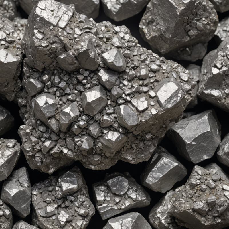 Shiny Platinum Ore Nuggets in Natural Light Mineral Mining Concept ...