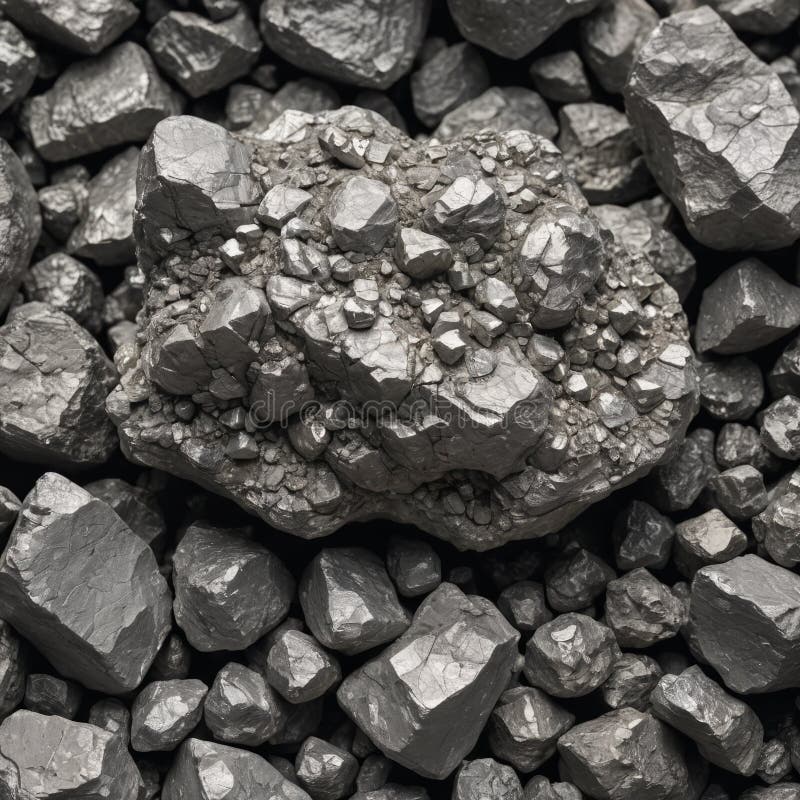 Shiny Platinum Ore Nuggets in Natural Light Mineral Mining Concept ...