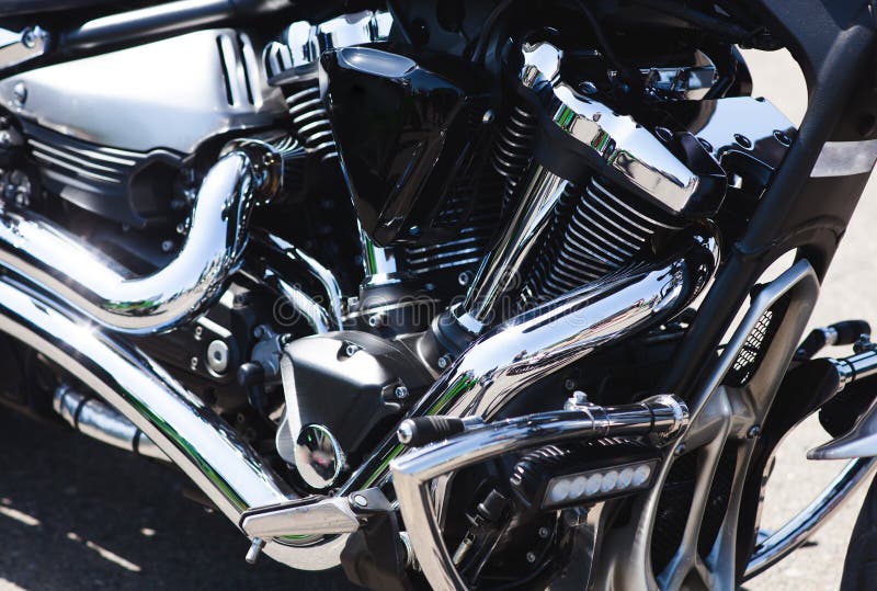 Shiny Power Chrome Motorcycle Engine Block Stock Image - Image of ...