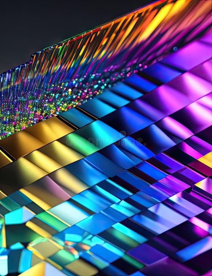 Shiny Prismatic Grid Background, Ai Generative Stock Illustration ...