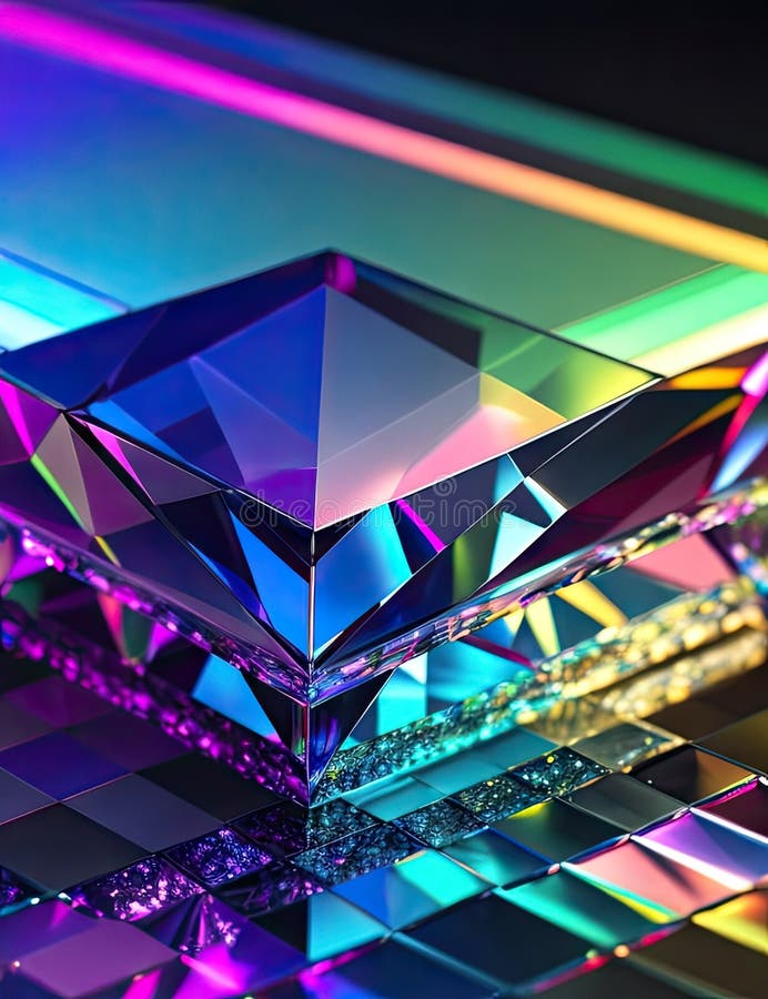 Shiny Prismatic Grid Background, Ai Generative Stock Illustration ...