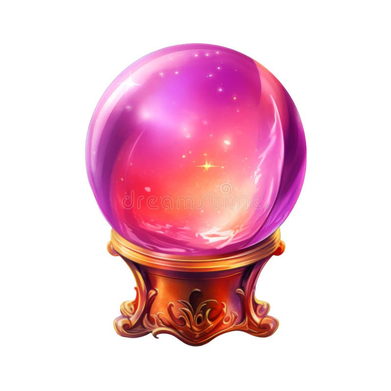 A Shiny Purple Crystal Ball on a Golden Stand Stock Illustration ...