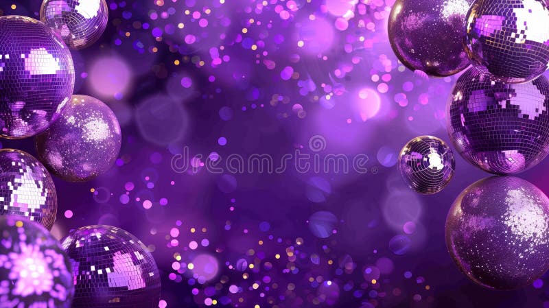 Shiny Purple Party Disco Balls Background Stock Photo - Image of ...