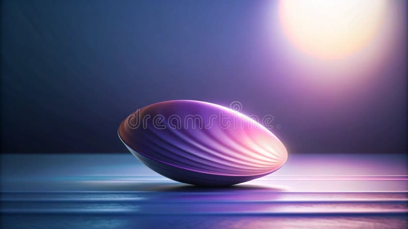 A Shiny Purple Sphere with a Rippled Surface Rests on a Mirrored ...