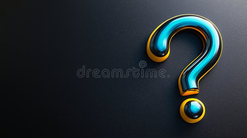 Shiny Question Mark in Blue and Yellow Against Dark Background Evokes ...