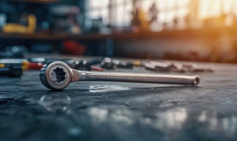 Ratchet Wrench on Workbench Stock Photo - Image of mechanical, workshop ...