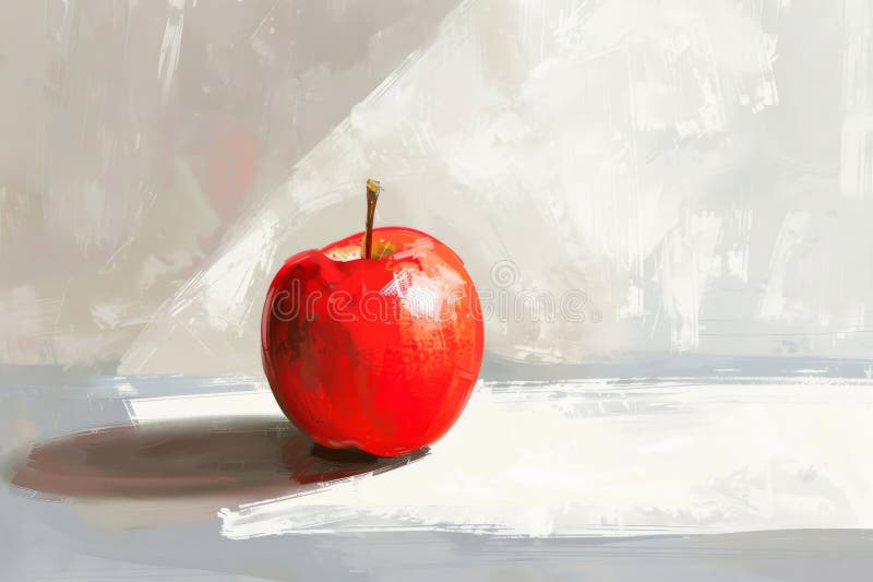 Shiny Red Apple on Desk stock illustration. Illustration of single ...