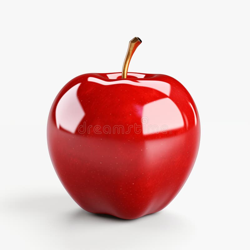Shiny Red Apple Isolated on White Background Stock Illustration ...