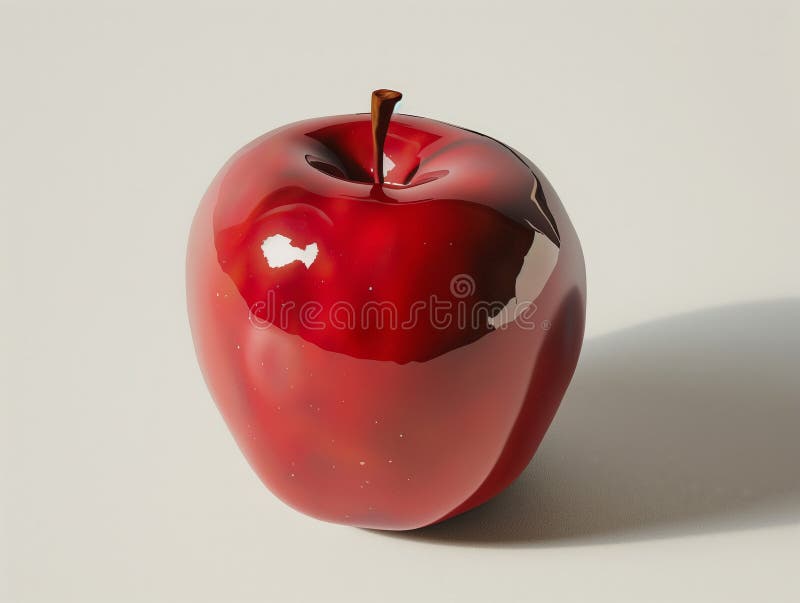 Shiny Red Apple with Shadow Stock Image - Image of wholesome, white ...