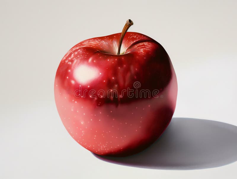 Shiny Red Apple with Shadow Stock Image - Image of wholesome, white ...